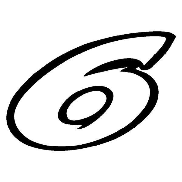 Aufkleber der zahlen nummer 6 mit buntem Rand